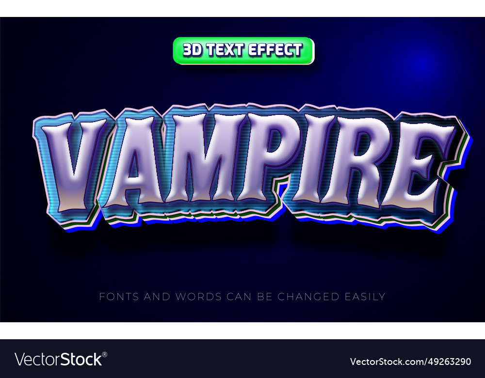 Vampire 3d editable text effect style Royalty Free Vector
