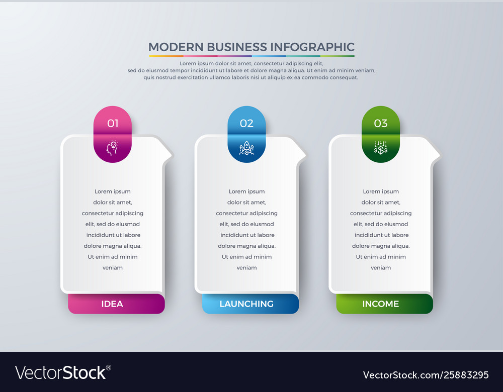3 steps modern infographic Royalty Free Vector Image