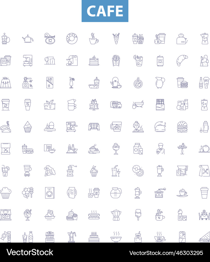 Cafe line icons signs set coffee Royalty Free Vector Image