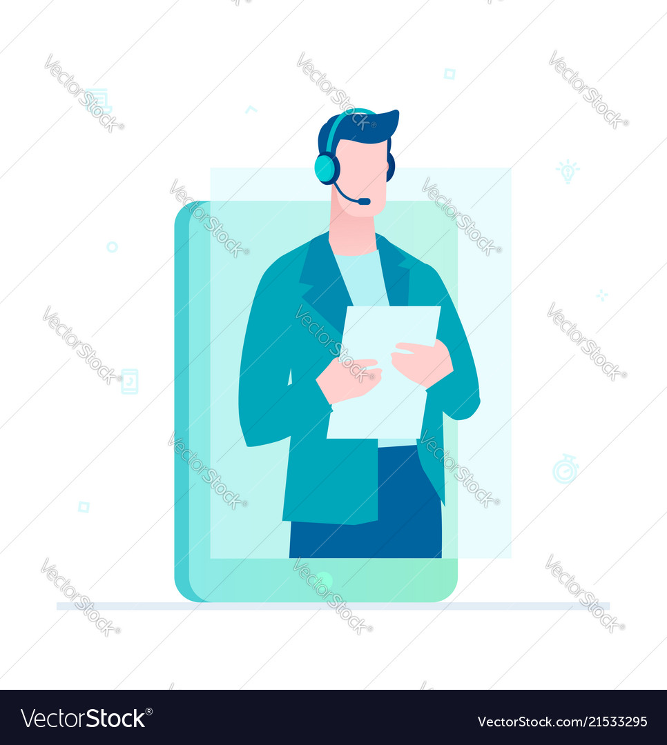 Call center operator - flat design style Vector Image