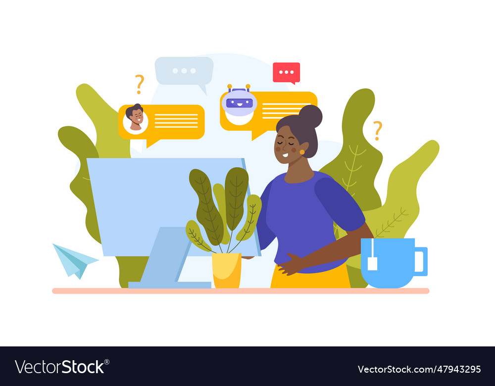 Chatbot flat composition Royalty Free Vector Image