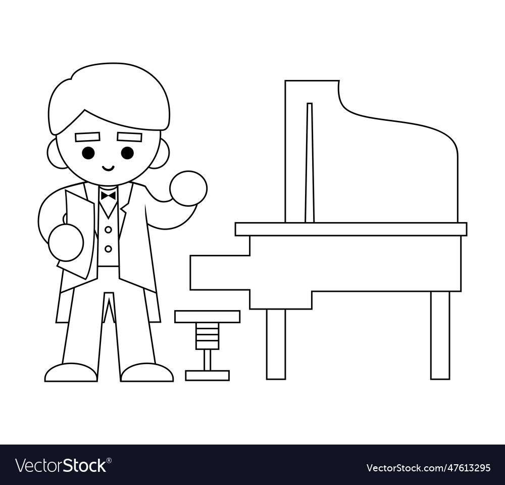 Coloring book musician and grand piano Royalty Free Vector Coloring book musician and grand piano Royalty Free Vector