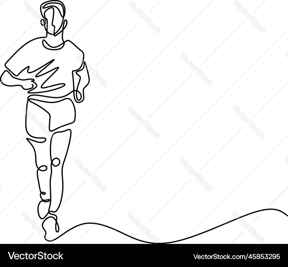 Continuous line drawing of runner man people run Vector Image