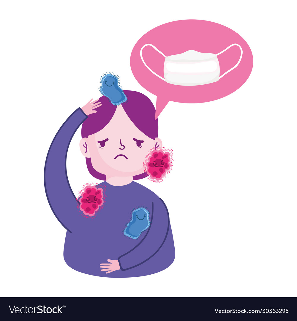 Covid19 19 coronavirus pandemic sick young man Vector Image