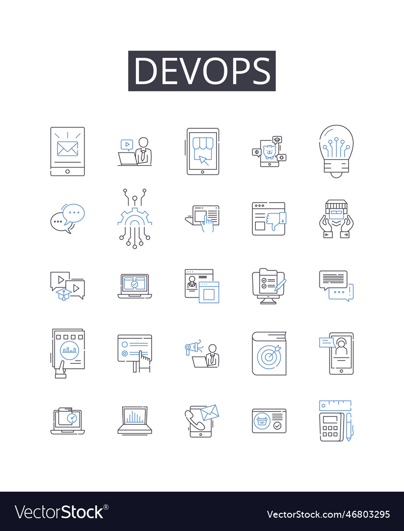 Devops line icons collection expertise analysis Vector Image Devops line icons collection expertise analysis Vector Image