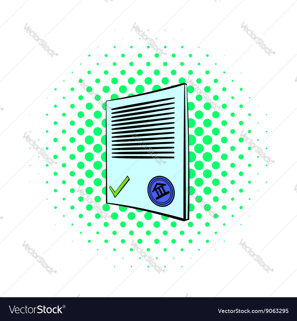 Document icon comics style Royalty Free Vector Image