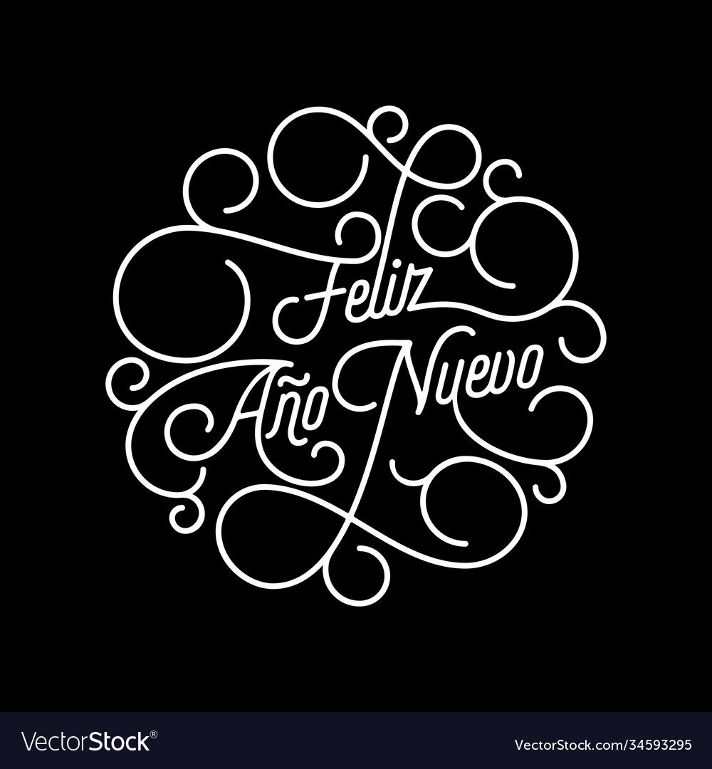 Feliz ano nuevo spanish happy new year flourish Vector Image