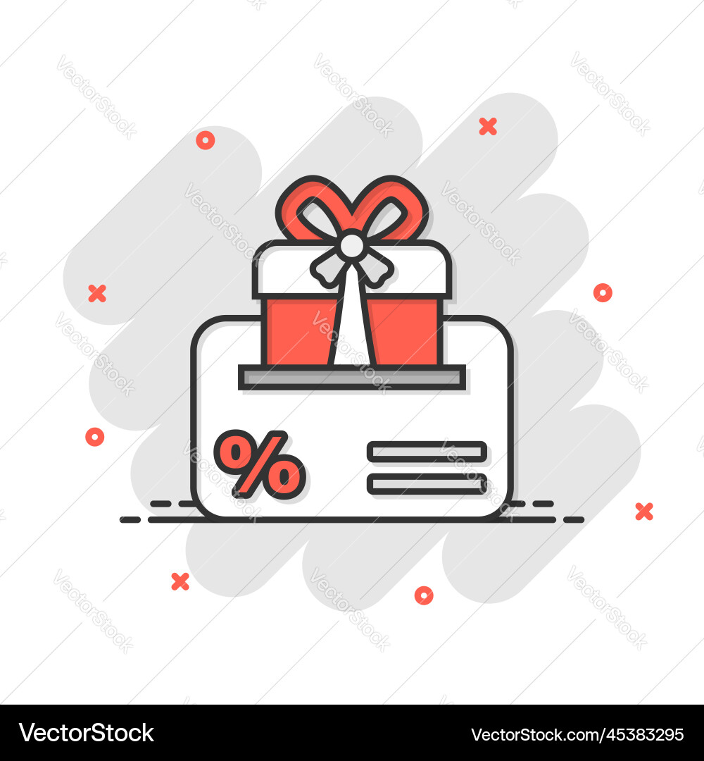 Gift card icon in comic style discount coupon Vector Image