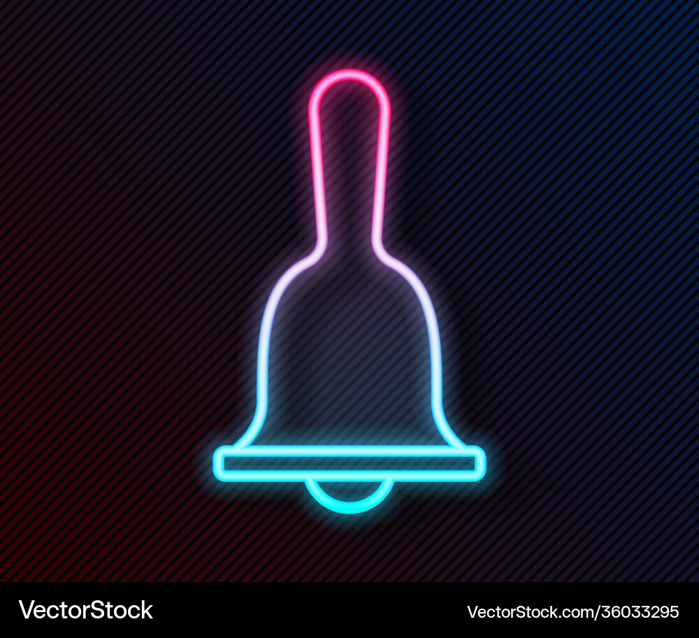Glowing neon line hotel service bell icon isolated