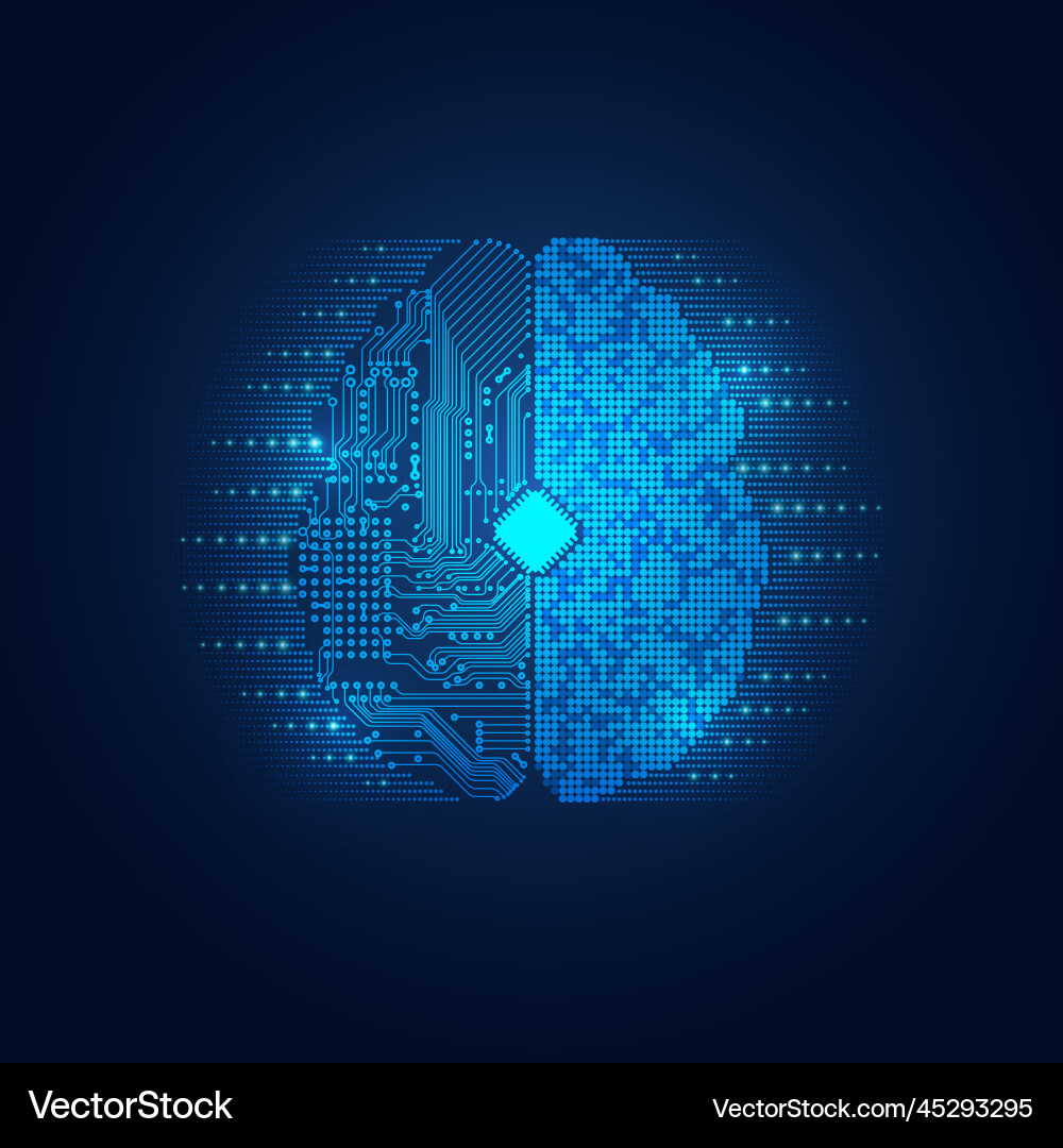 Graphic of a brain in technological look abstract Vector Image