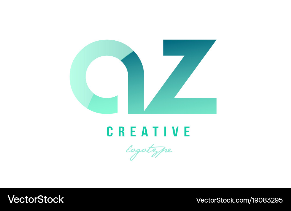 Green gradient pastel modern az a z alphabet Vector Image