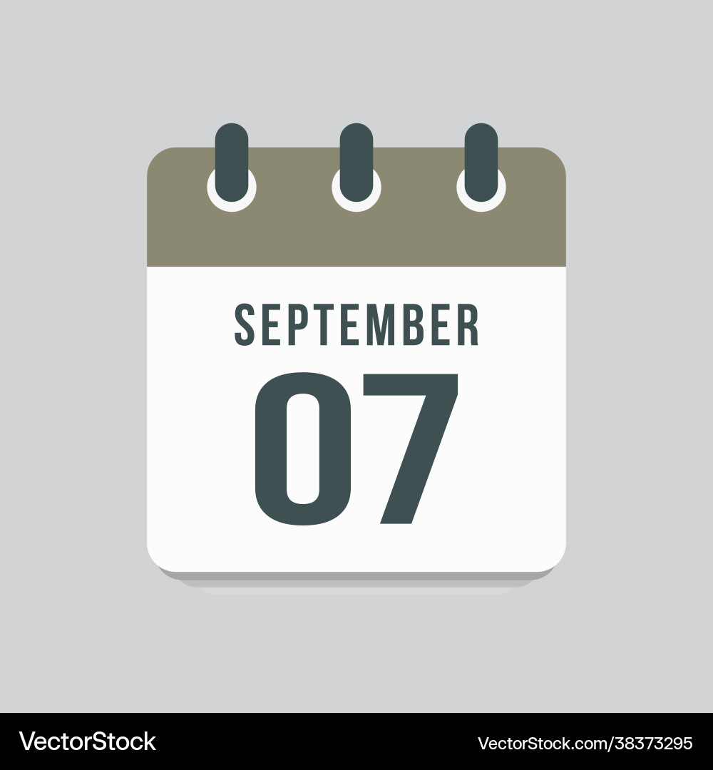 Icon day date 7 september template calendar page Vector Image