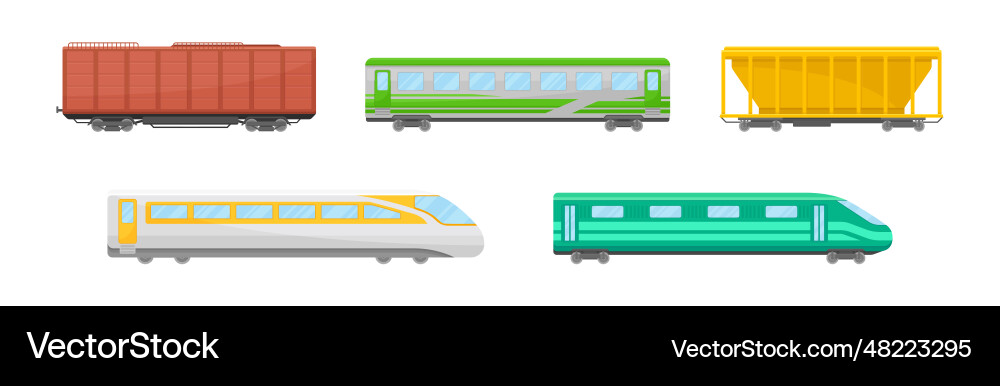 Passenger and cargo train railroad transport Vector Image
