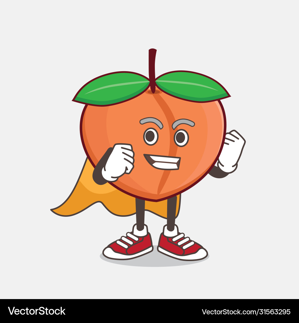 Peach fruit cartoon mascot character dressed Vector Image