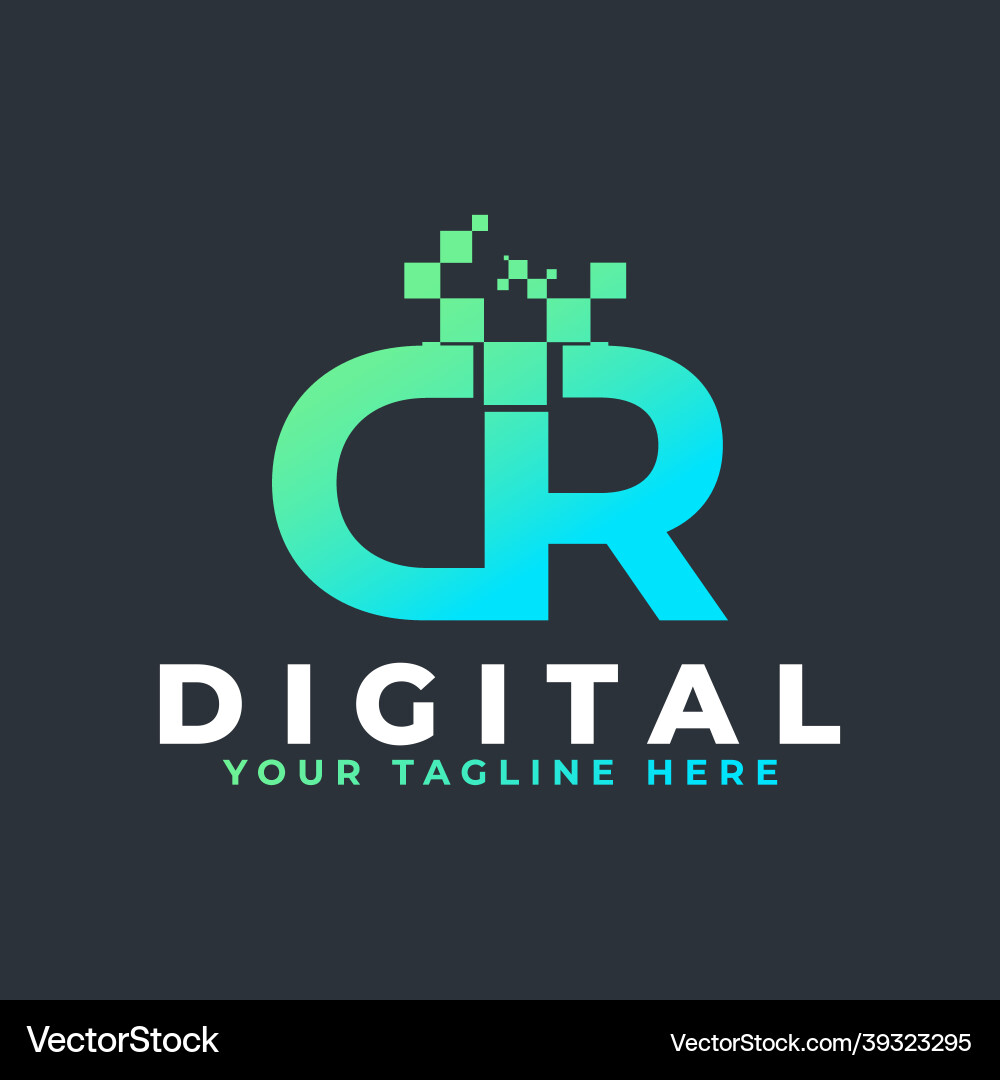 Tech letter dr logo blue and green geometric Vector Image
