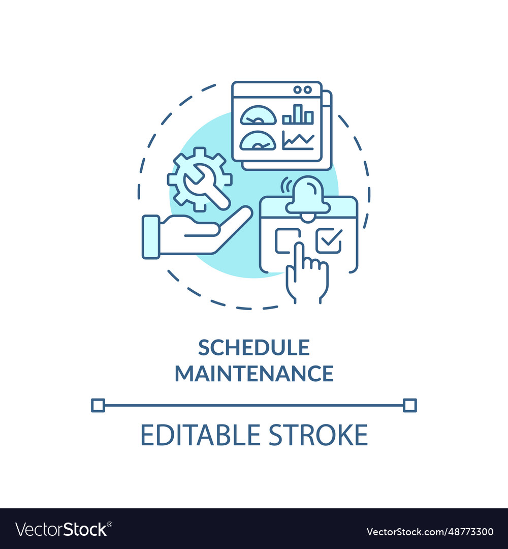 2d Blue Thin Linear Icon Schedule Maintenance Vector Image