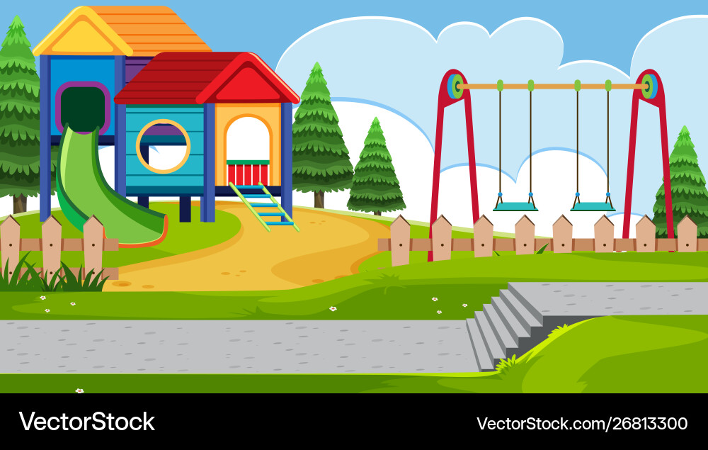 An outdoor scene with playground Royalty Free Vector Image