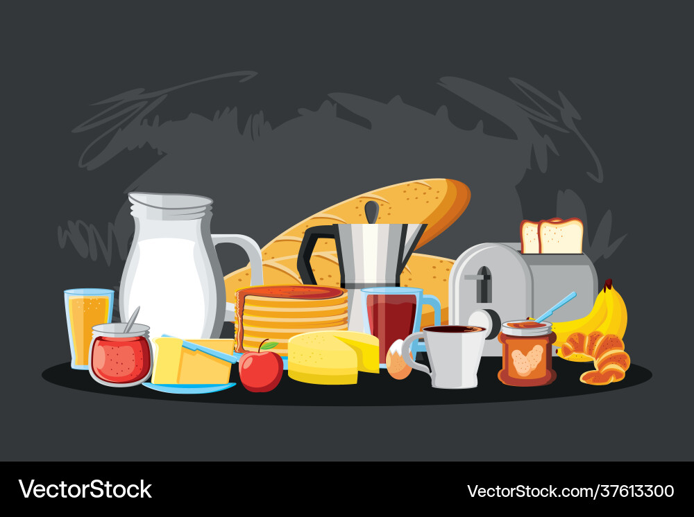 Breakfast morning food Royalty Free Vector Image