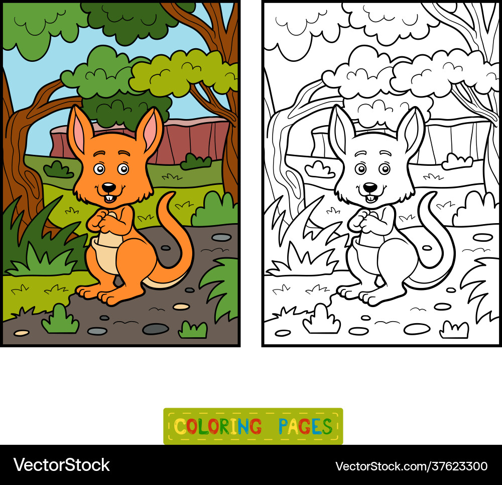 Coloring book for children kangaroo Royalty Free Vector