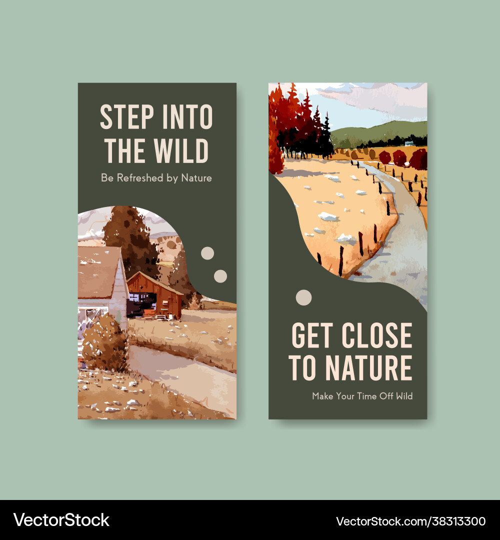 Flyer template with landscape in autumn design Vector Image