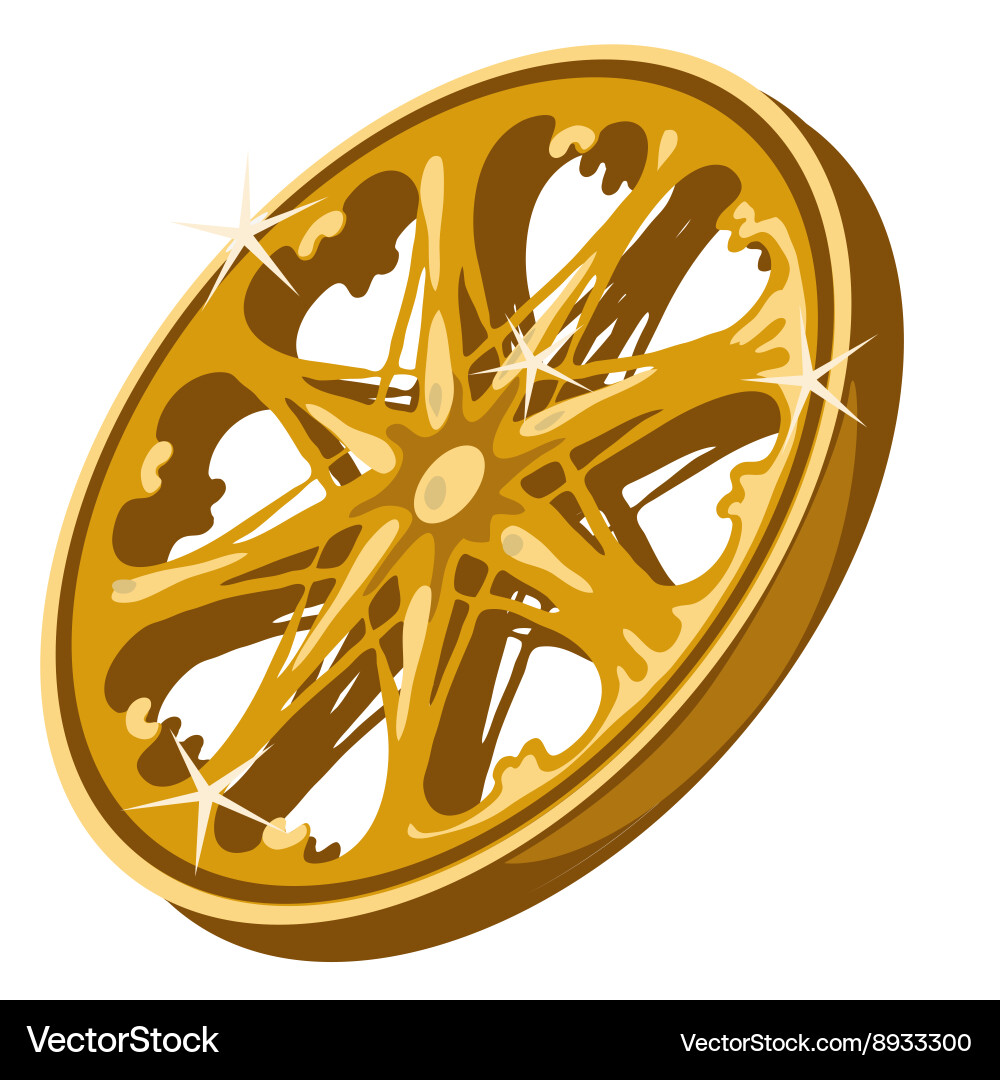 Gold sparkling wheel closeup on white background Vector Image