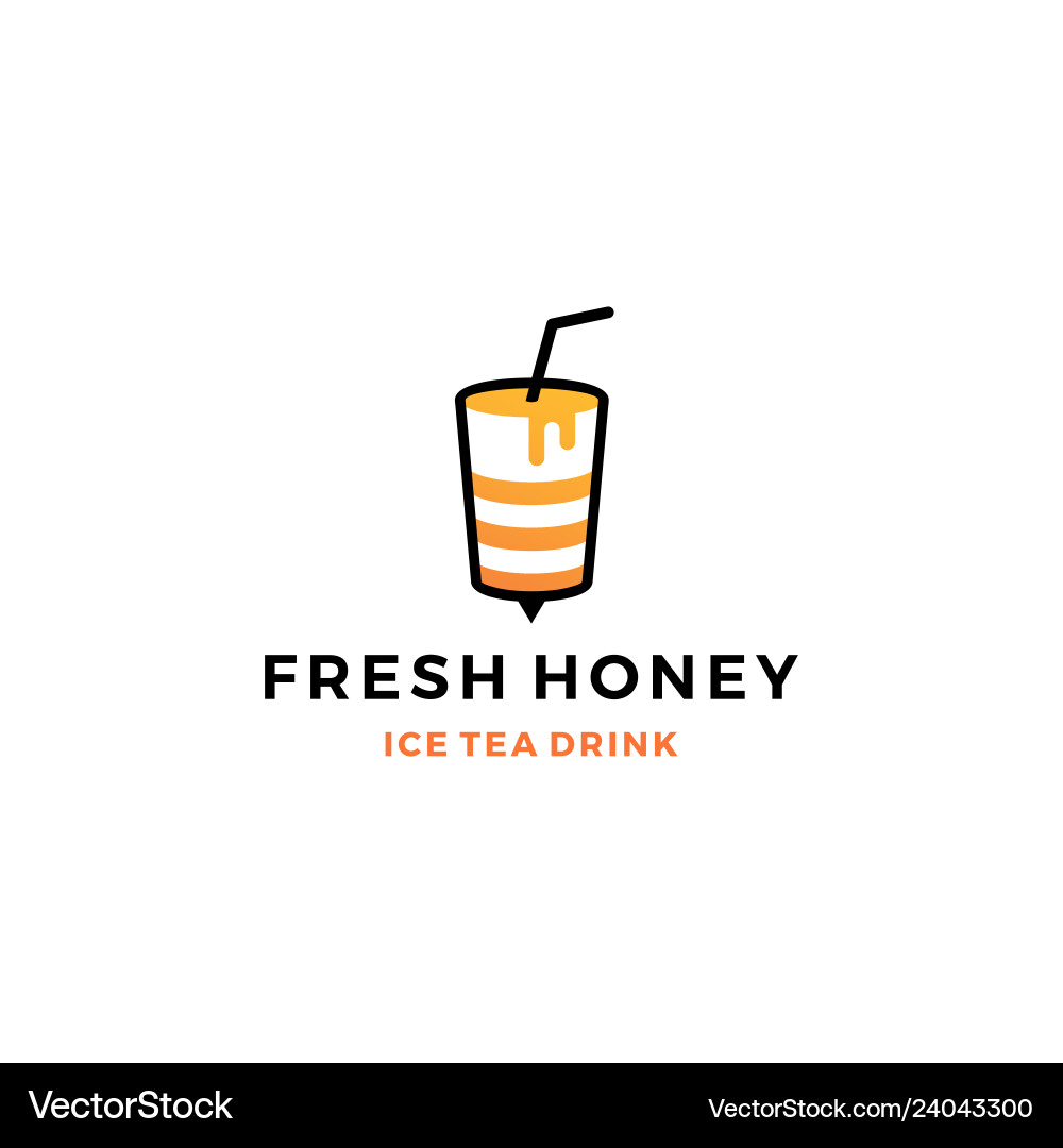 Honey ice tea cup bubble drink logo icon label Vector Image