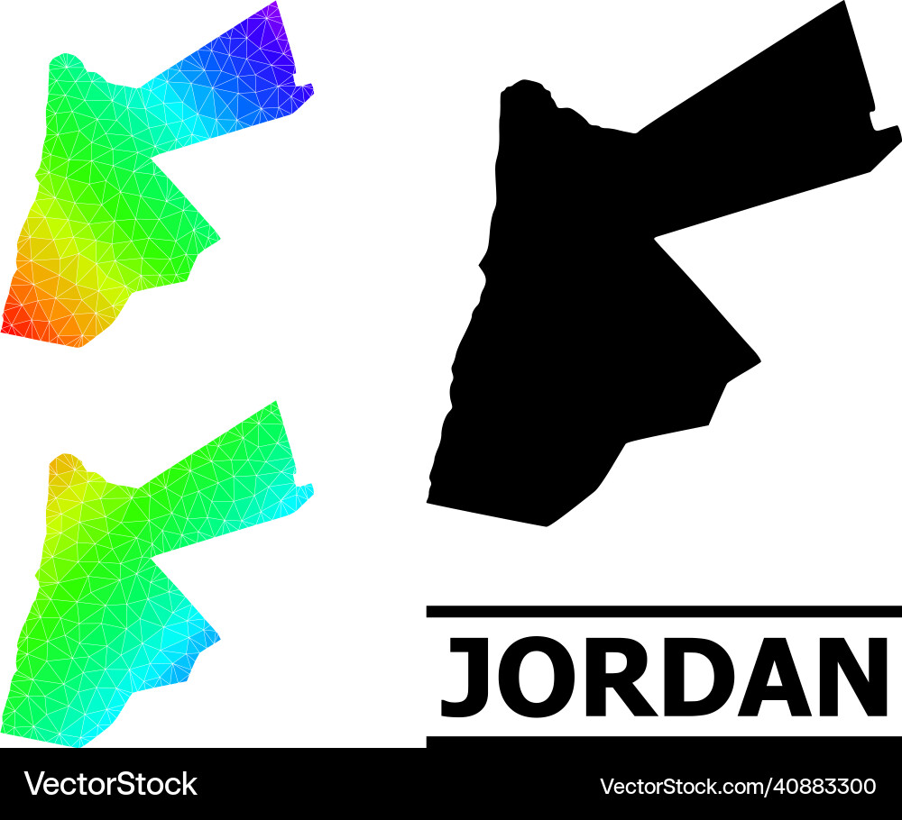 Lowpoly rainbow map of jordan with diagonal Vector Image