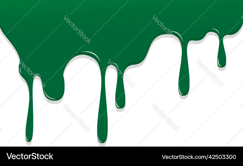 Paint green color dripping droping Royalty Free Vector Image