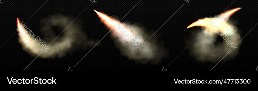 Realistic smoke and fire trails set Royalty Free Vector
