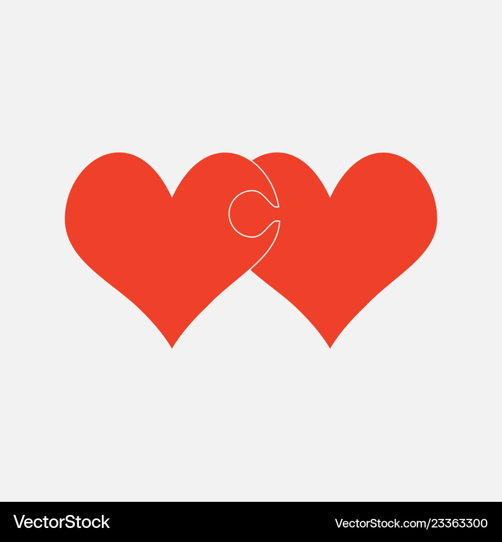 Red two pieces puzzle romantic heart Royalty Free Vector