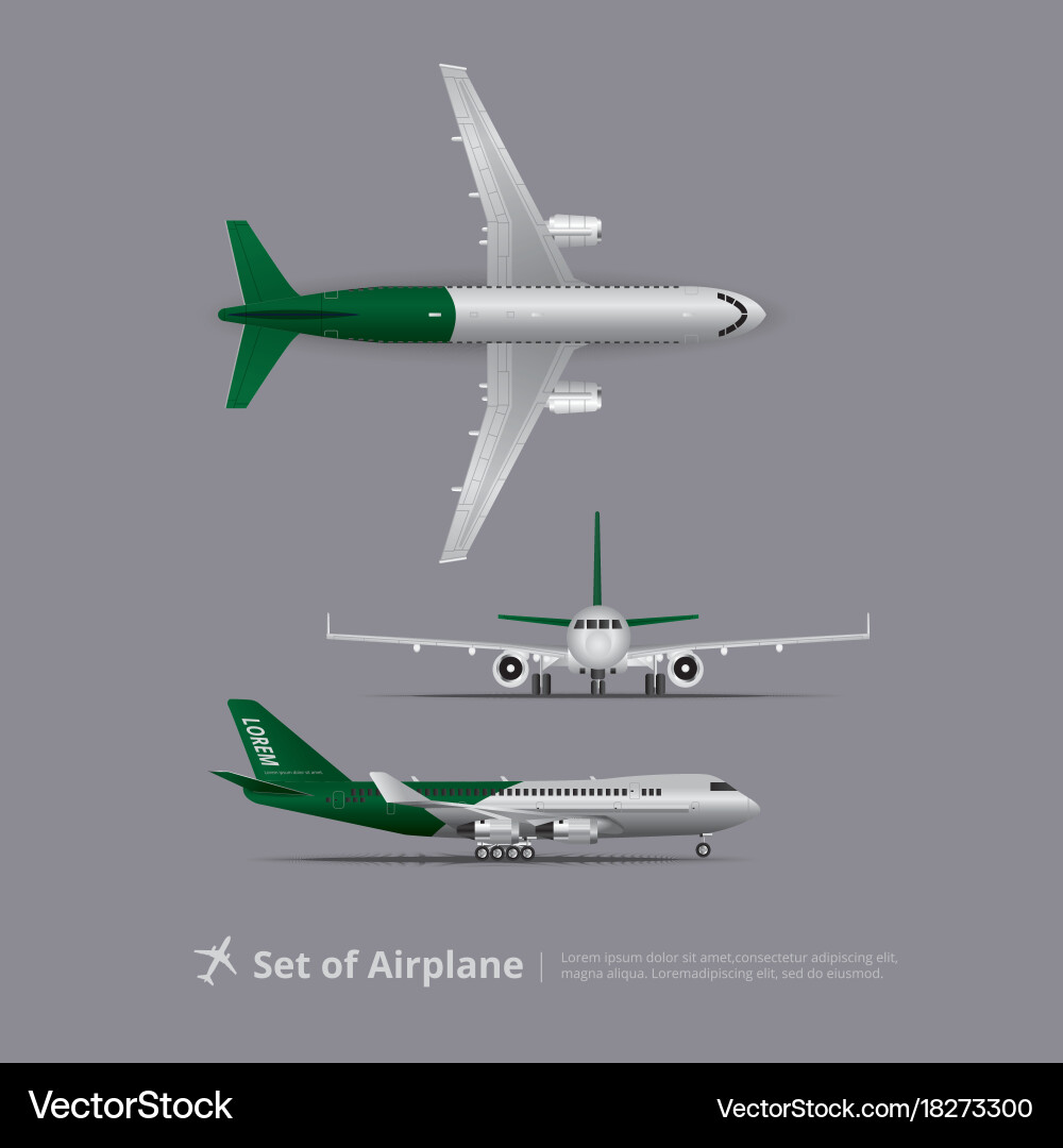 Set of airplane isolated Royalty Free Vector Image