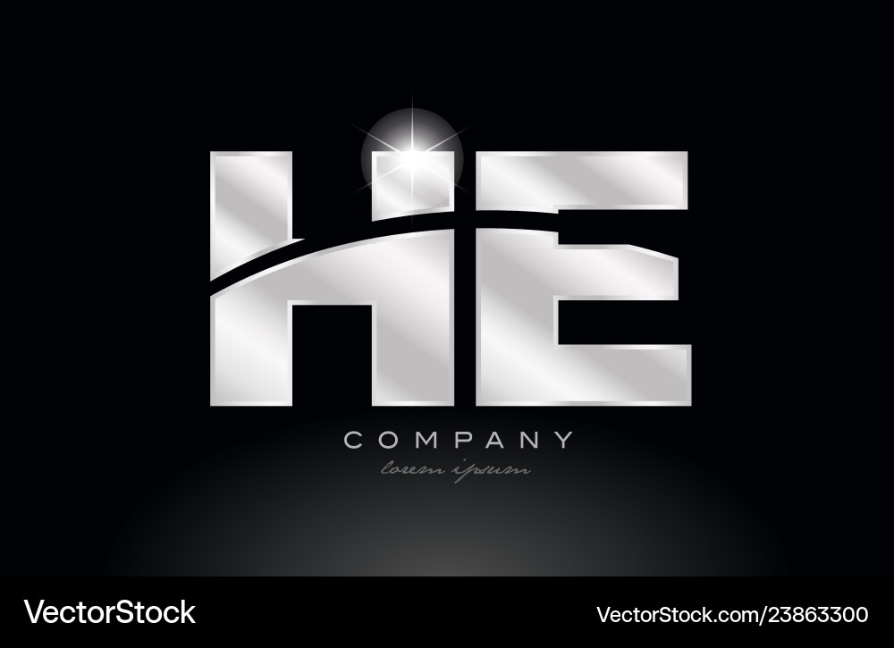 Silver letter he h e metal combination alphabet Vector Image