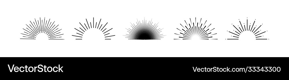 Sunburst and sunrise line sun rays collection Vector Image
