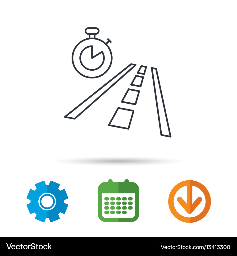 Travel time icon road with timer sign Royalty Free Vector