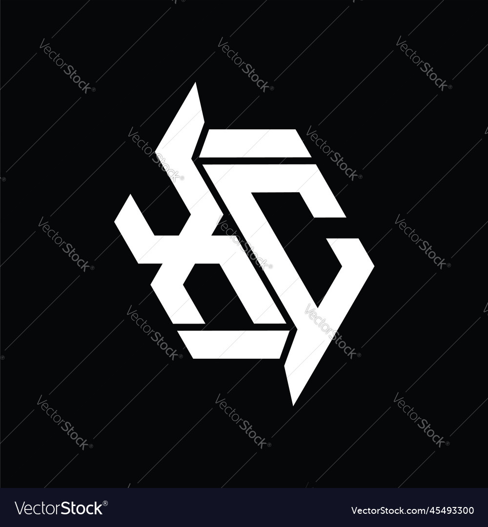 Xc logo monogram hexagon abstract shape images Vector Image
