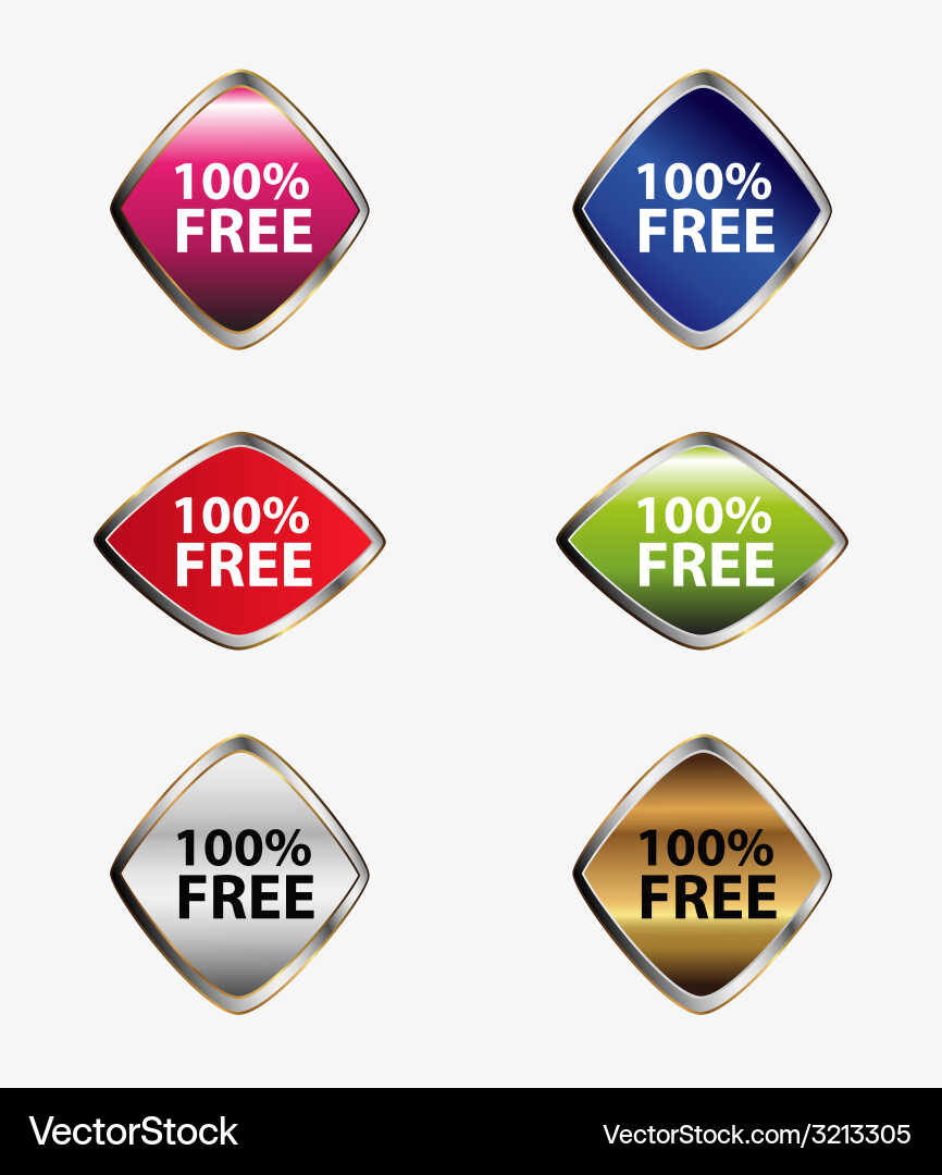 100 percent free label tag set Royalty Free Vector Image
