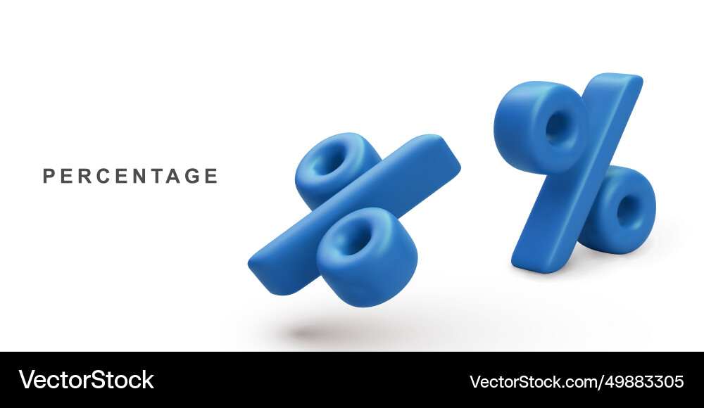 3d realistic two percentage isolated on white Vector Image