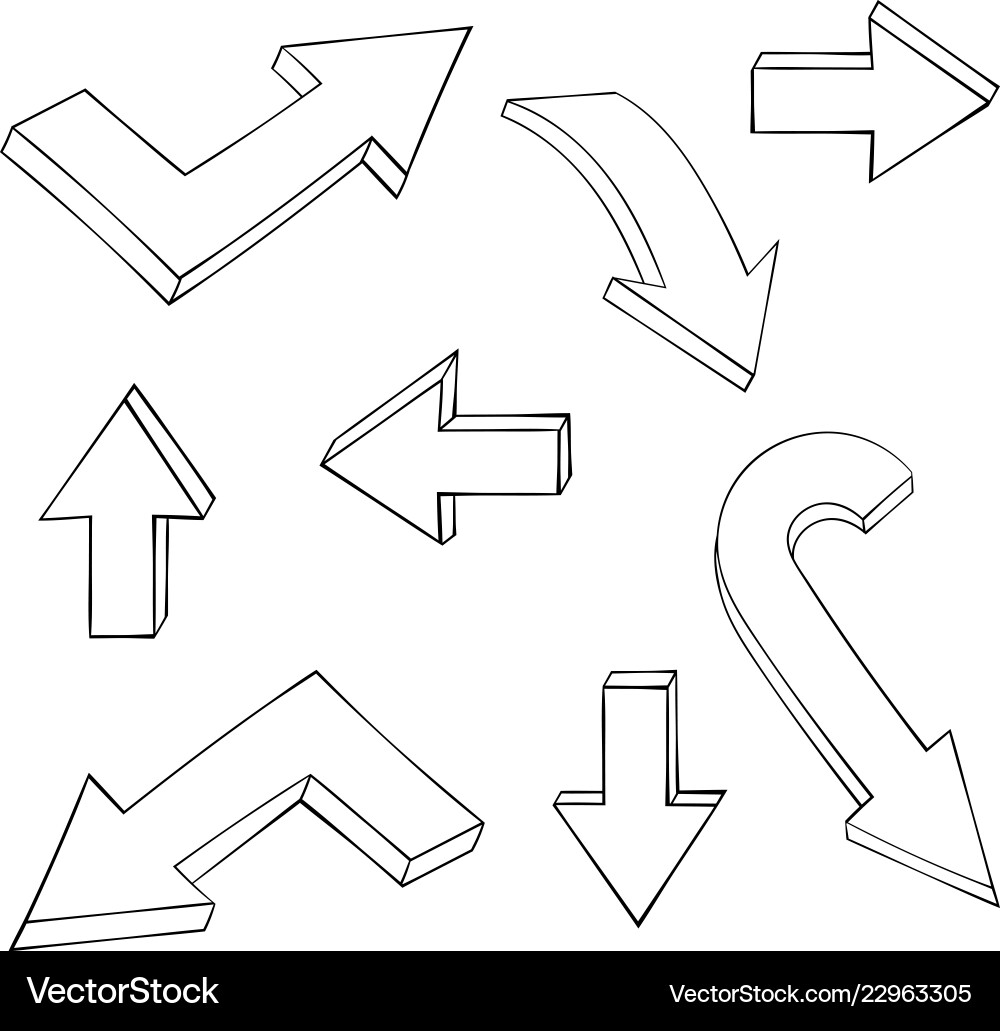 Black outline arrows Royalty Free Vector Image