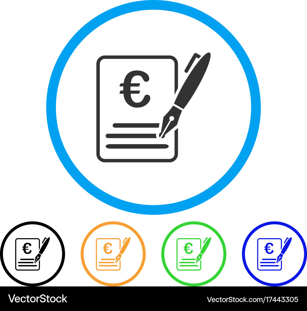 Euro contract signature rounded icon Royalty Free Vector