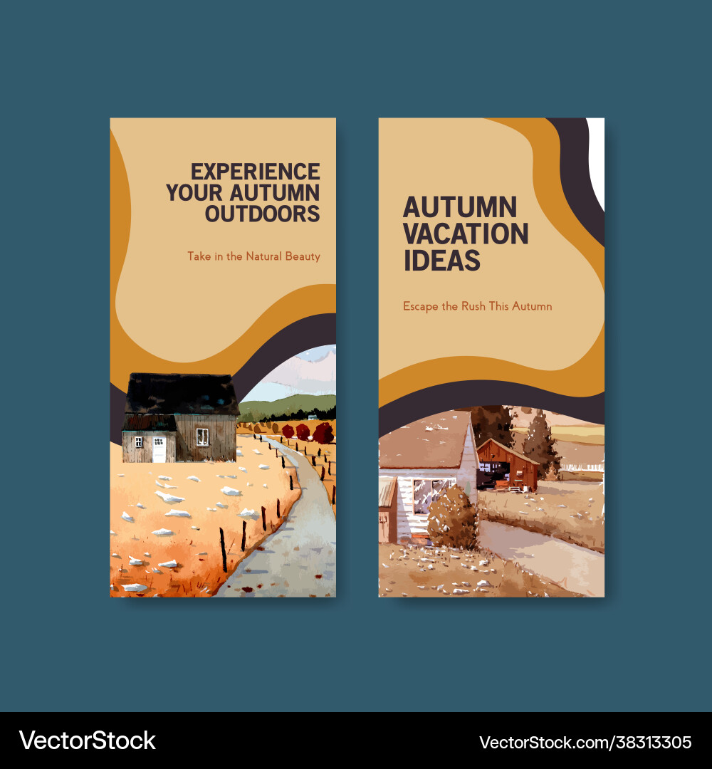 Flyer template with landscape in autumn design Vector Image