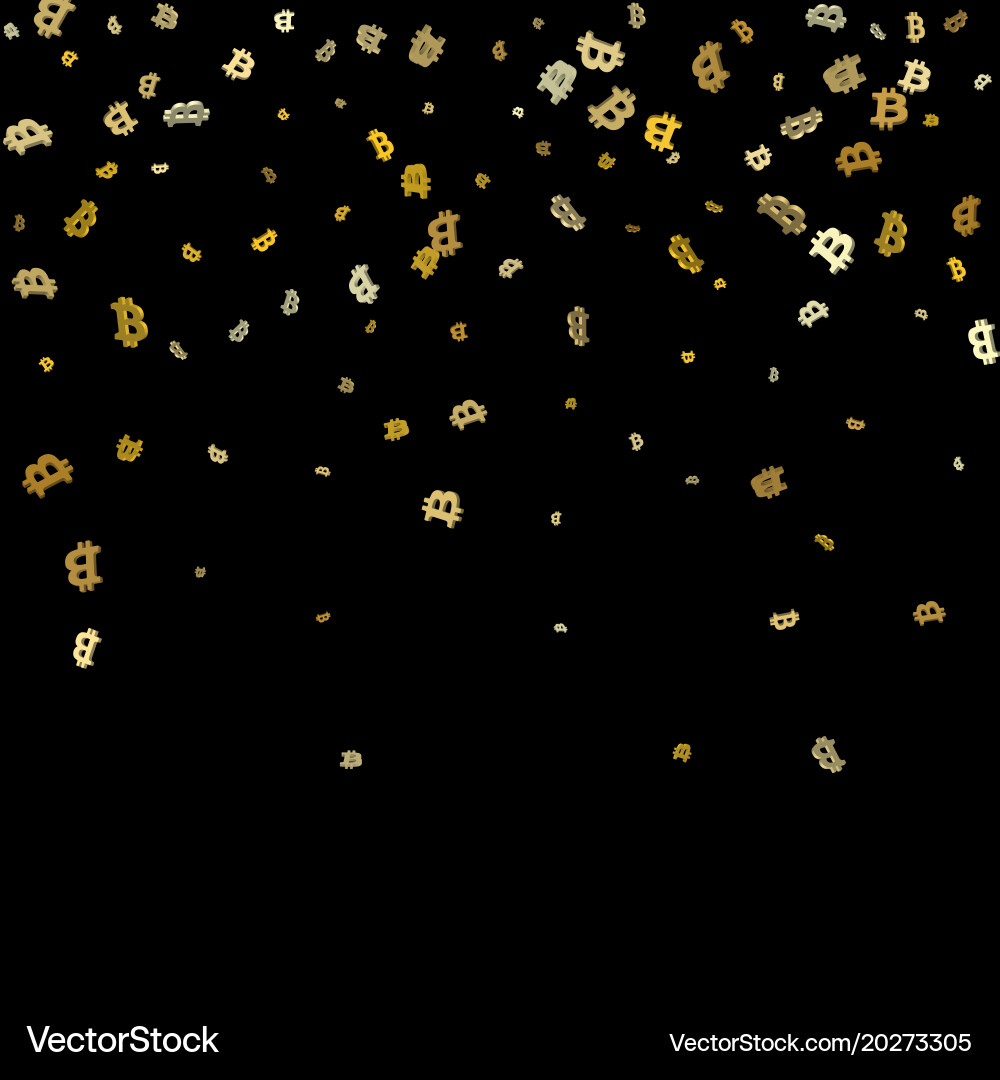Gold bitcoins confetti celebration falling golden Vector Image