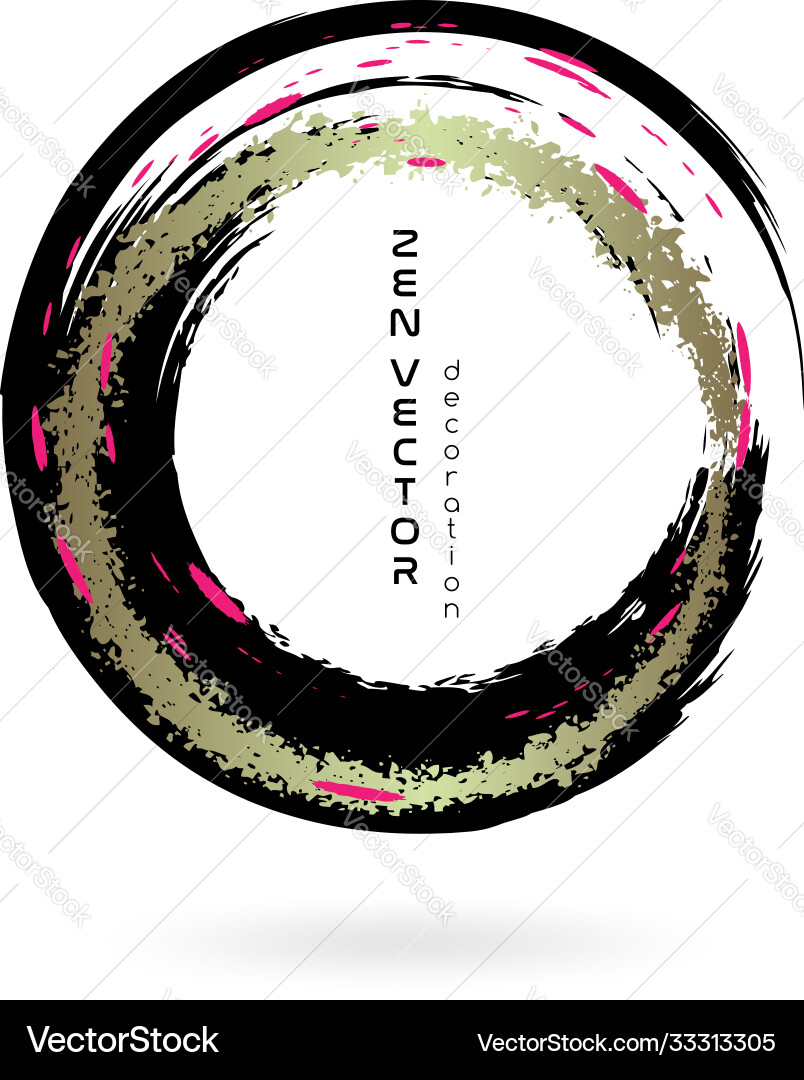 Ink zen circle emblem hand drawn abstract Vector Image