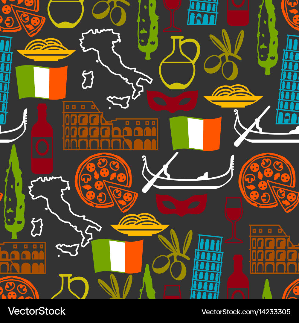 Italy seamless pattern italian symbols Royalty Free Vector