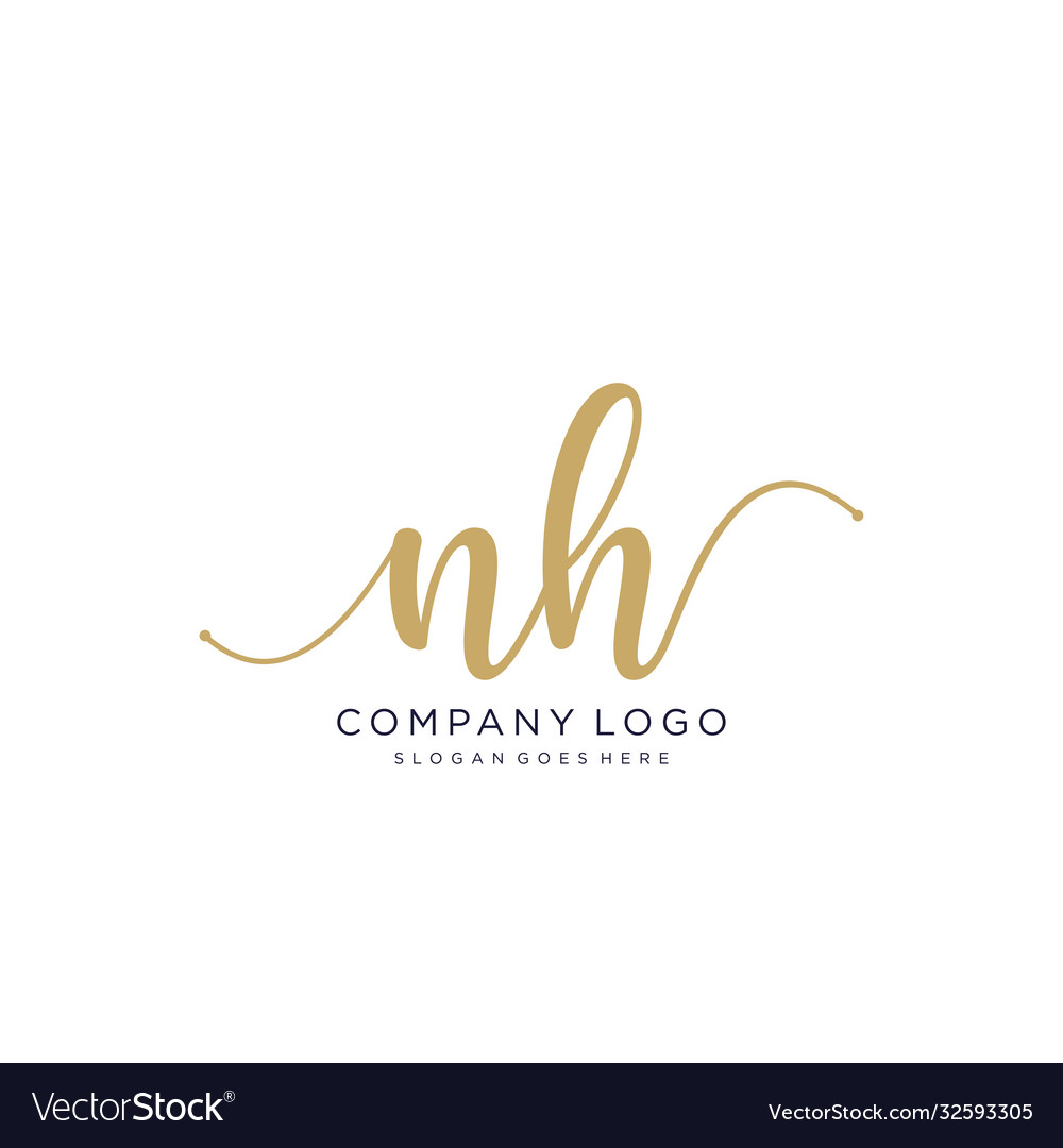 Nh initial handwriting logo design Royalty Free Vector Image