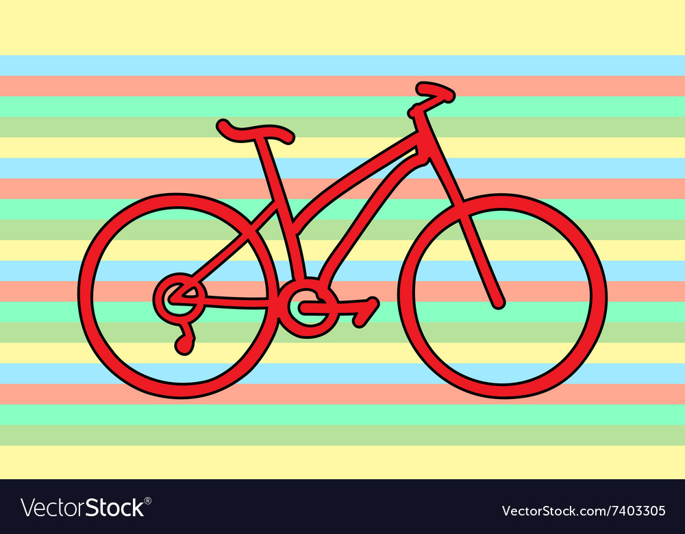 Red bicycle rainbow colors Royalty Free Vector Image