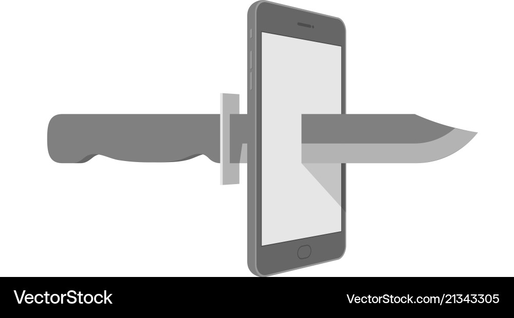 Smartphone with knife set internet cyber crime Vector Image