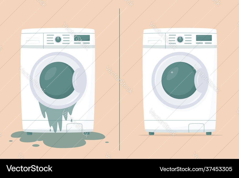 Washing machine in flat style broken washing Vector Image