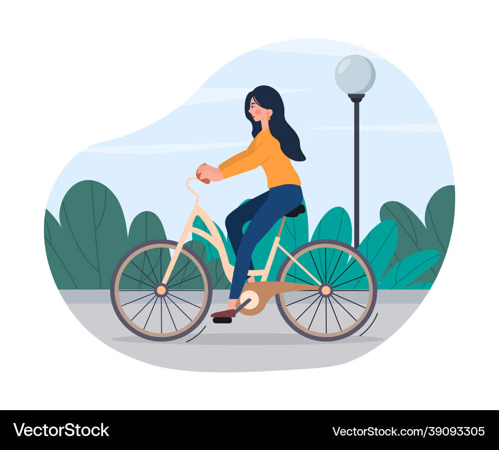 Woman rides bicycle concept Royalty Free Vector Image