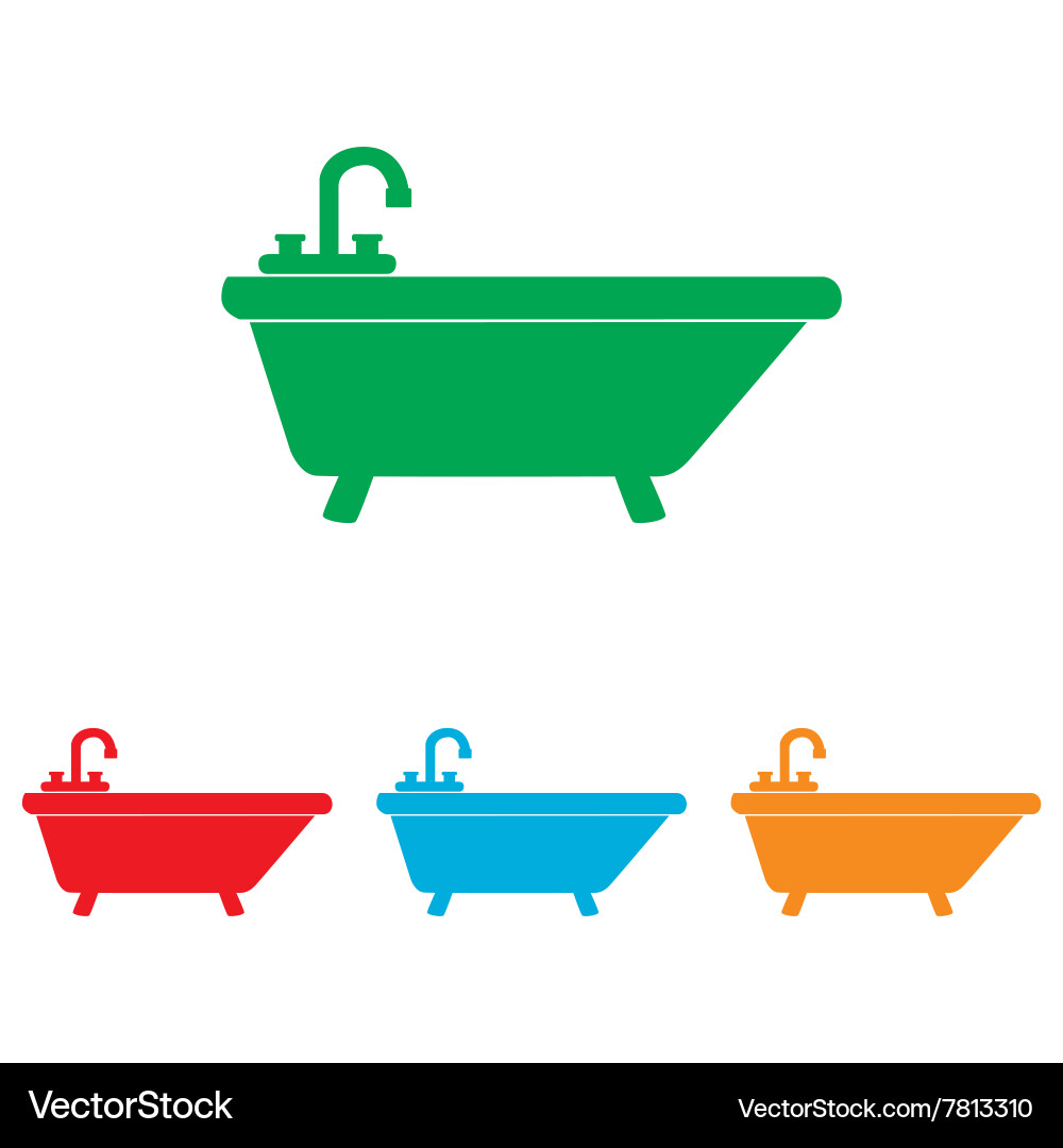 Bathtub sign colorful set Royalty Free Vector Image