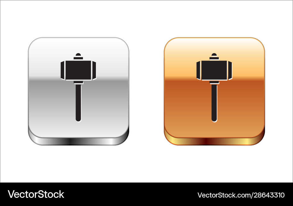 Black battle hammer icon isolated on white Vector Image